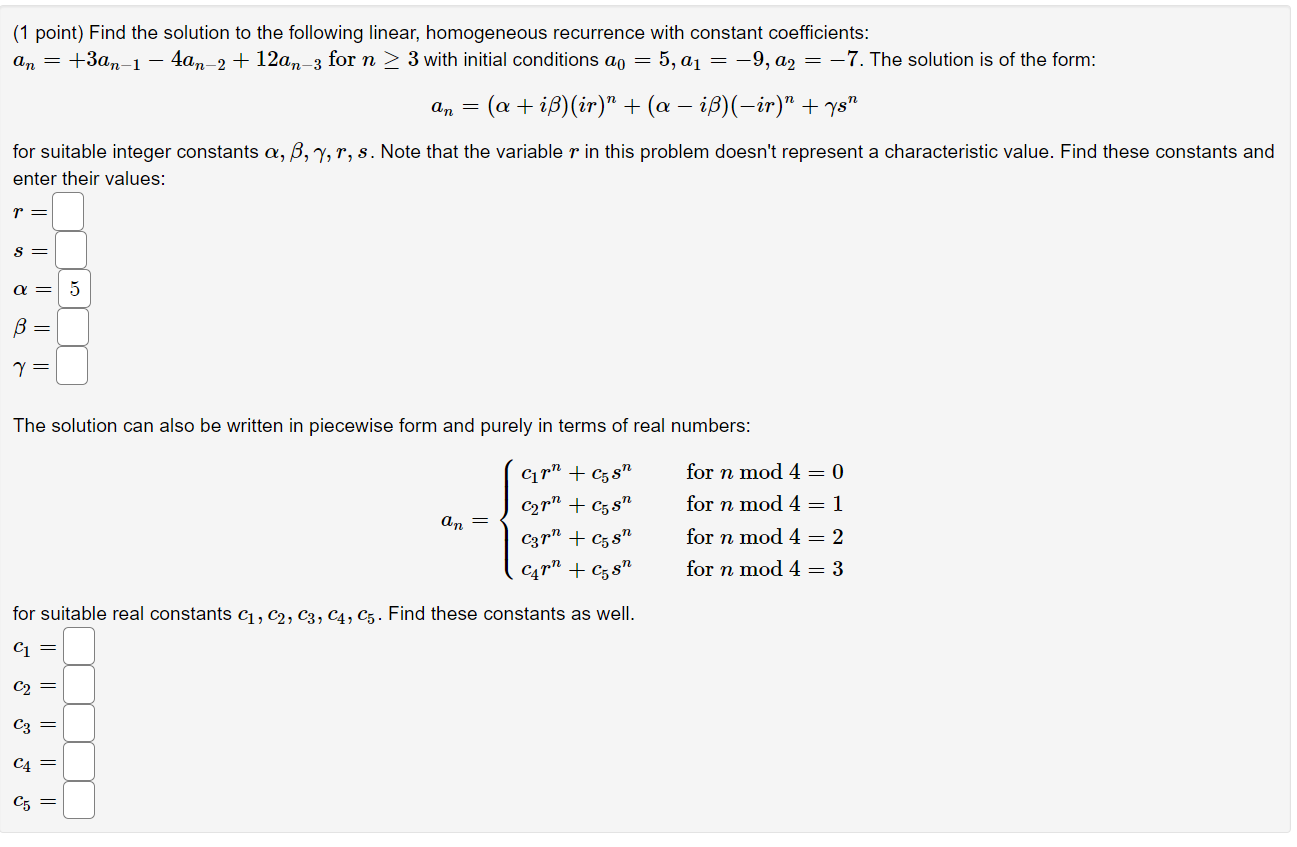 Solved (1 point) Find the solution to the following linear, | Chegg.com