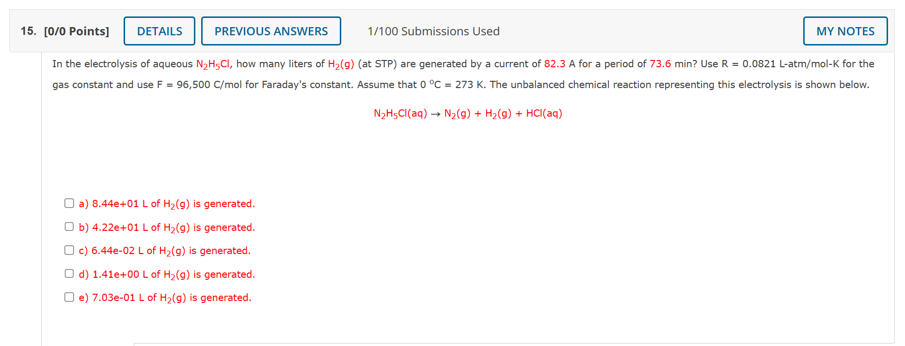 Solved In the electrolysis of aqueous N2H5Cl, how many | Chegg.com