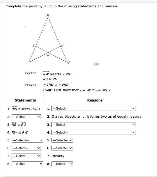 Solved Complete the proof by filling in the missing | Chegg.com