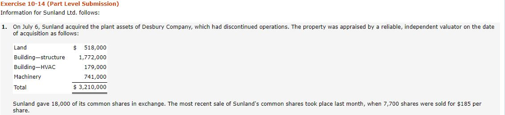Solved Exercise 10-14 (Part Level Submission) Information | Chegg.com