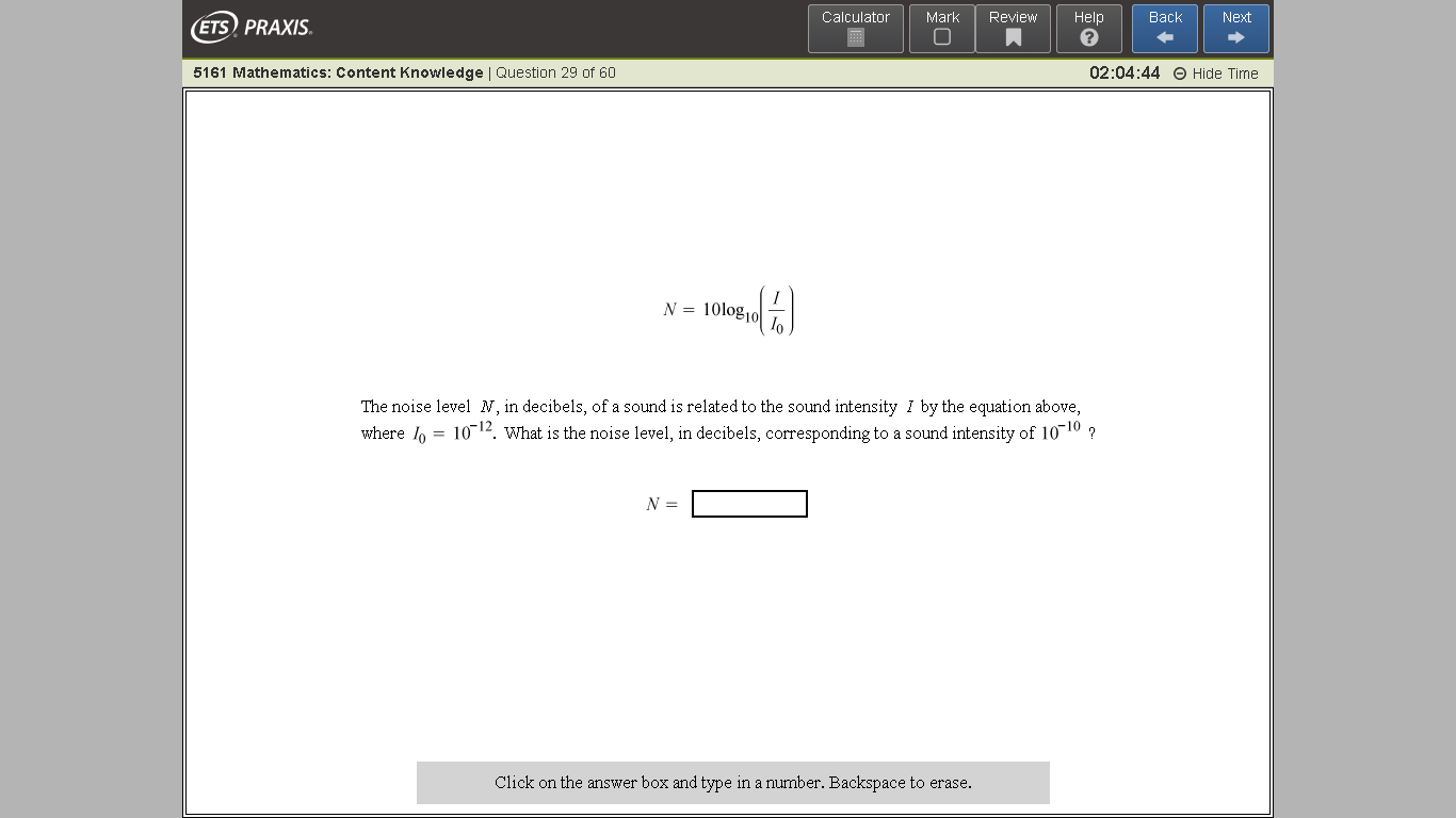 Solved Calculator Review Back Next (ETS) PRAXIS Mark O Help | Chegg.com