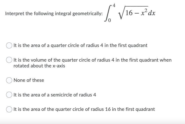Solved 4 Interpret the following integral geometrically: / | Chegg.com