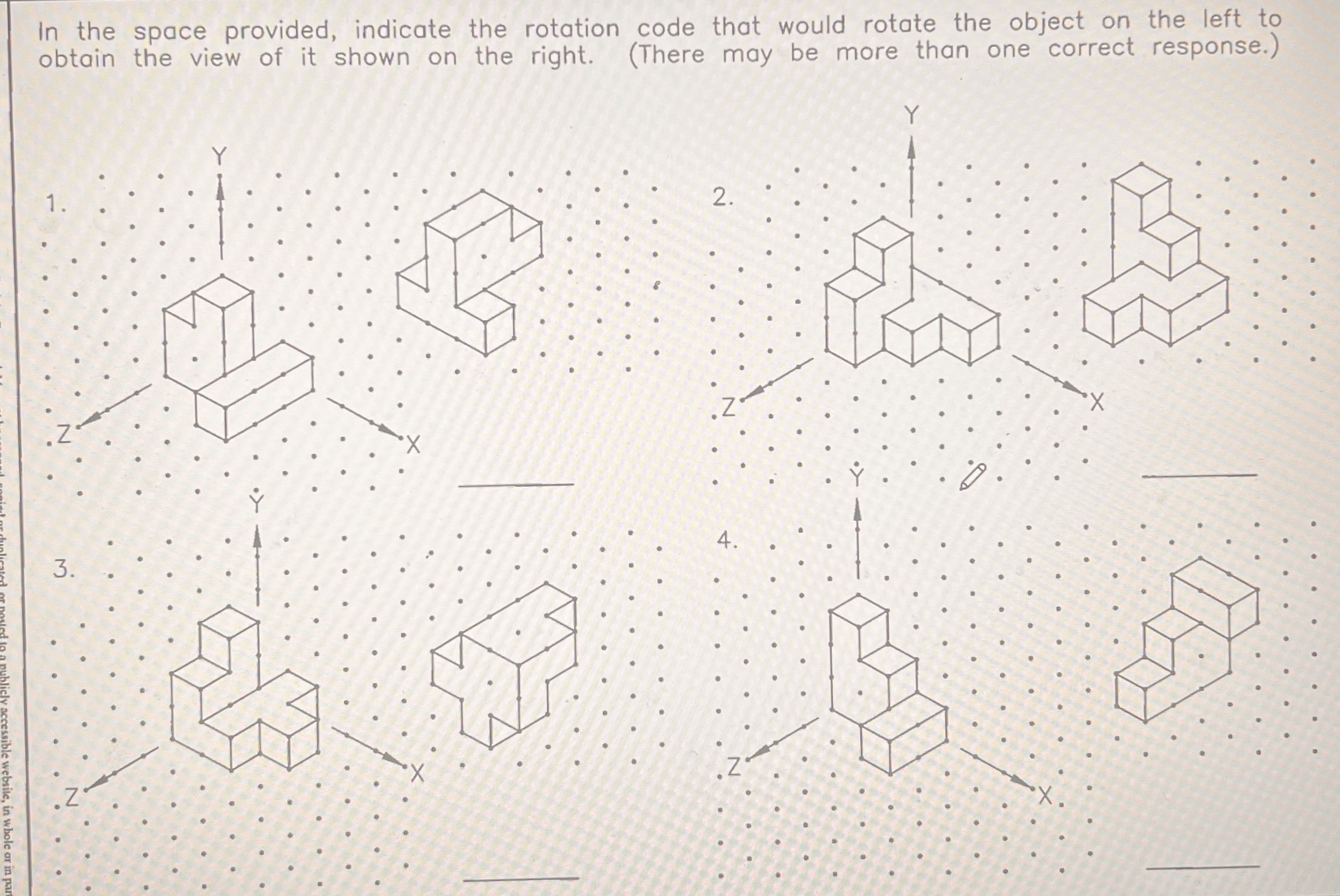 Solved In the space provided, indicate the rotation code | Chegg.com