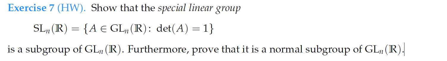Solved Exercise 7 (HW). Show that the special linear | Chegg.com