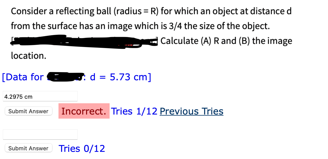 Solved Consider a reflecting ball (radius = R) for which an | Chegg.com