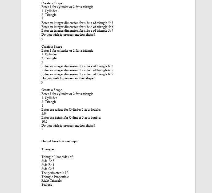 Solved Write a class called Triangle that can be used to | Chegg.com