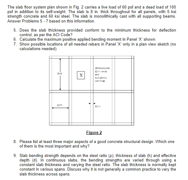 Solved The slab floor system plan shown in Fig. 2 carries a | Chegg.com