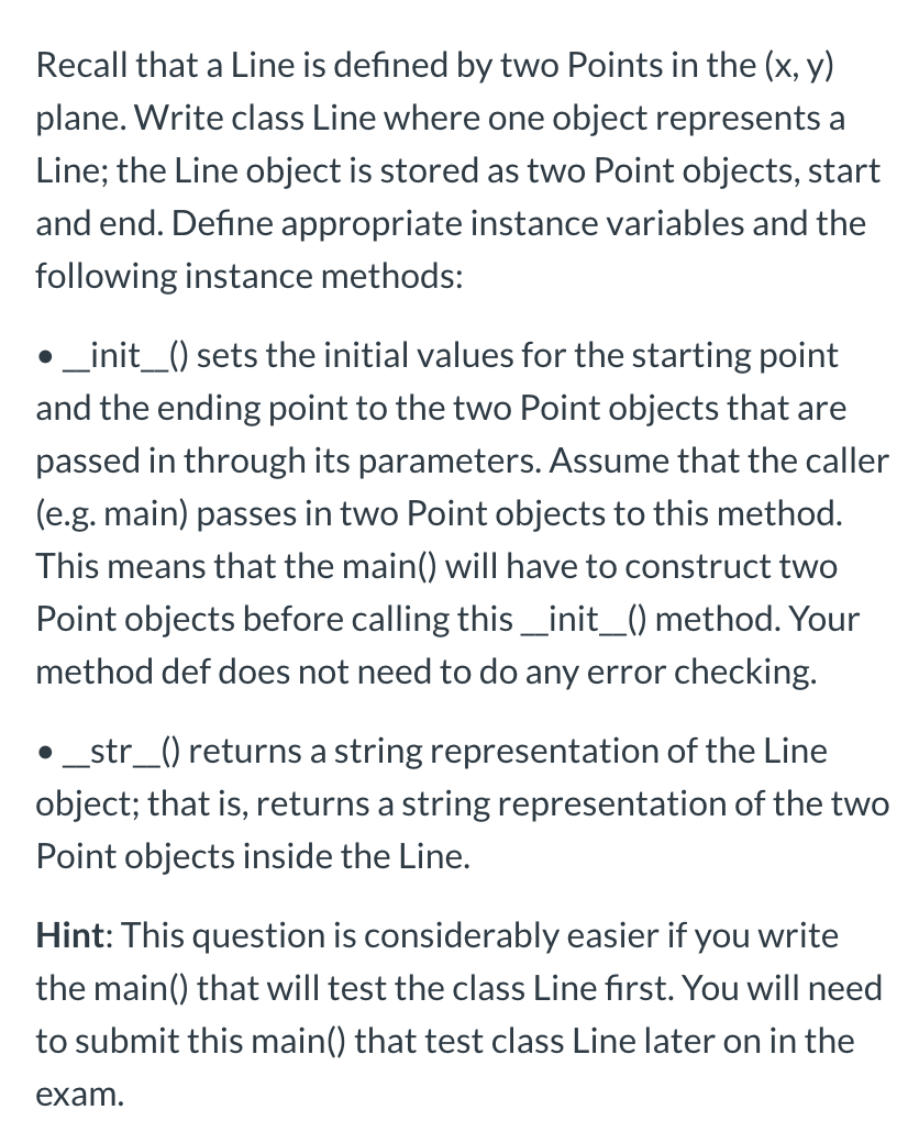 Solved Recall that a Line is defined by two Points in the | Chegg.com