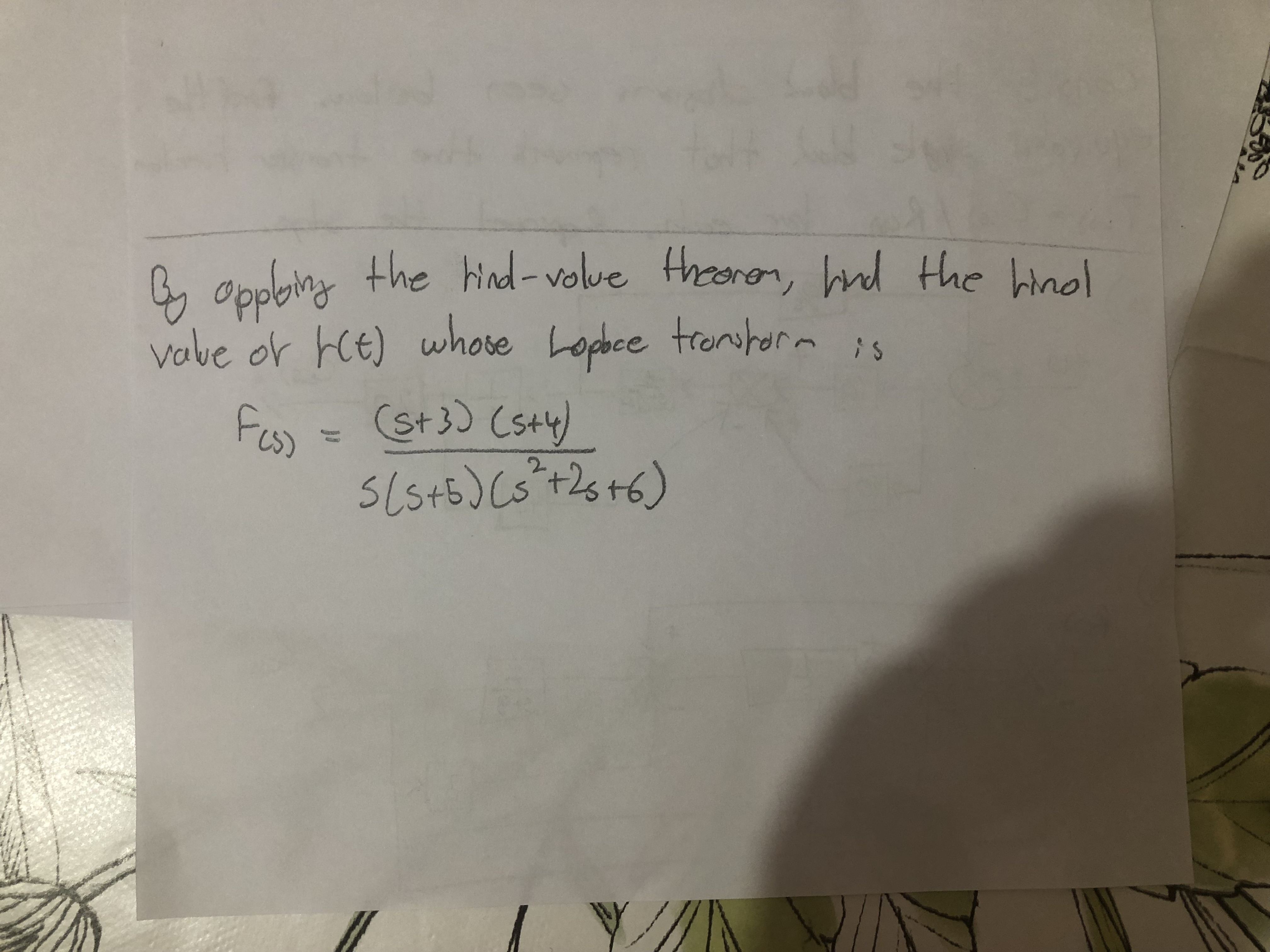 Solved By applying the final-value theorem, find the final | Chegg.com
