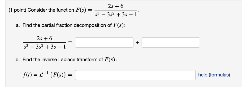 Solved 2s 6 s3-3s2 +3s-1 (1 point) Consider the function | Chegg.com