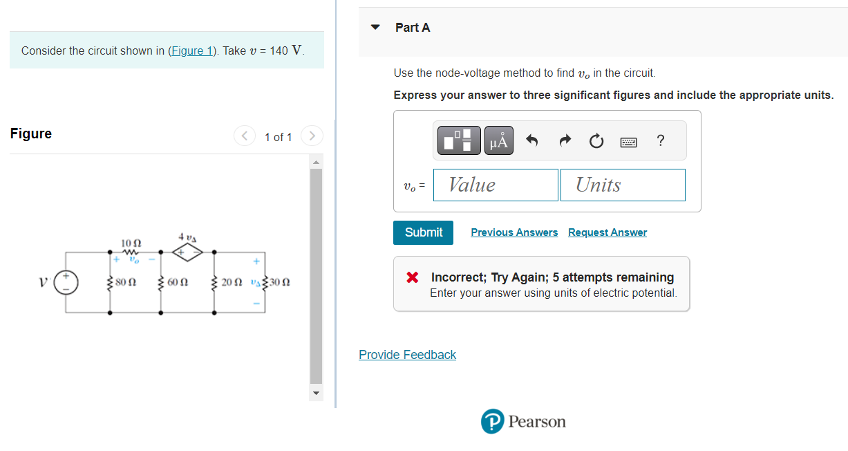 [Solved]: Consider the circuit shown in (Figure 1). Take v