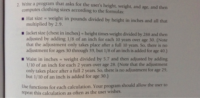 Solved 2. W rite a program that asks for the user's height, | Chegg.com