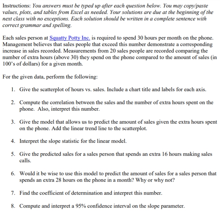 Solved Instructions: You answers must be typed up after each | Chegg.com
