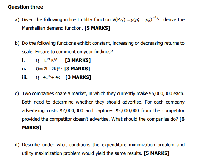 Solved Question threea) ﻿Given the following indirect | Chegg.com