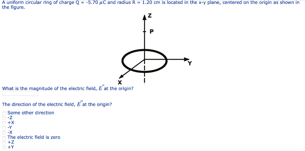 Solved A uniform circular ring of charge Q =-5.70 μC and | Chegg.com