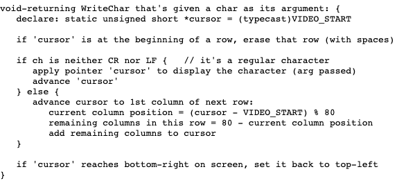 void-returning Writechar that's given a char as its | Chegg.com