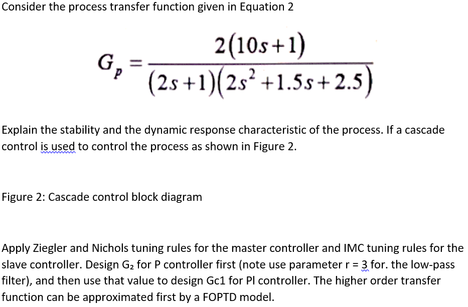 Consider the process transfer function given in | Chegg.com