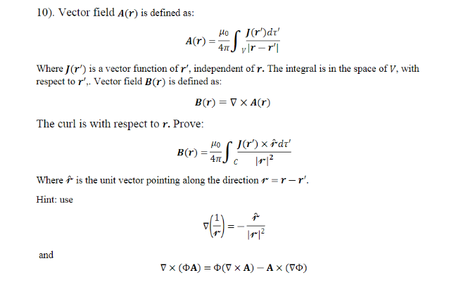 Solved 10). Vector field A(r) is defined as: | Chegg.com