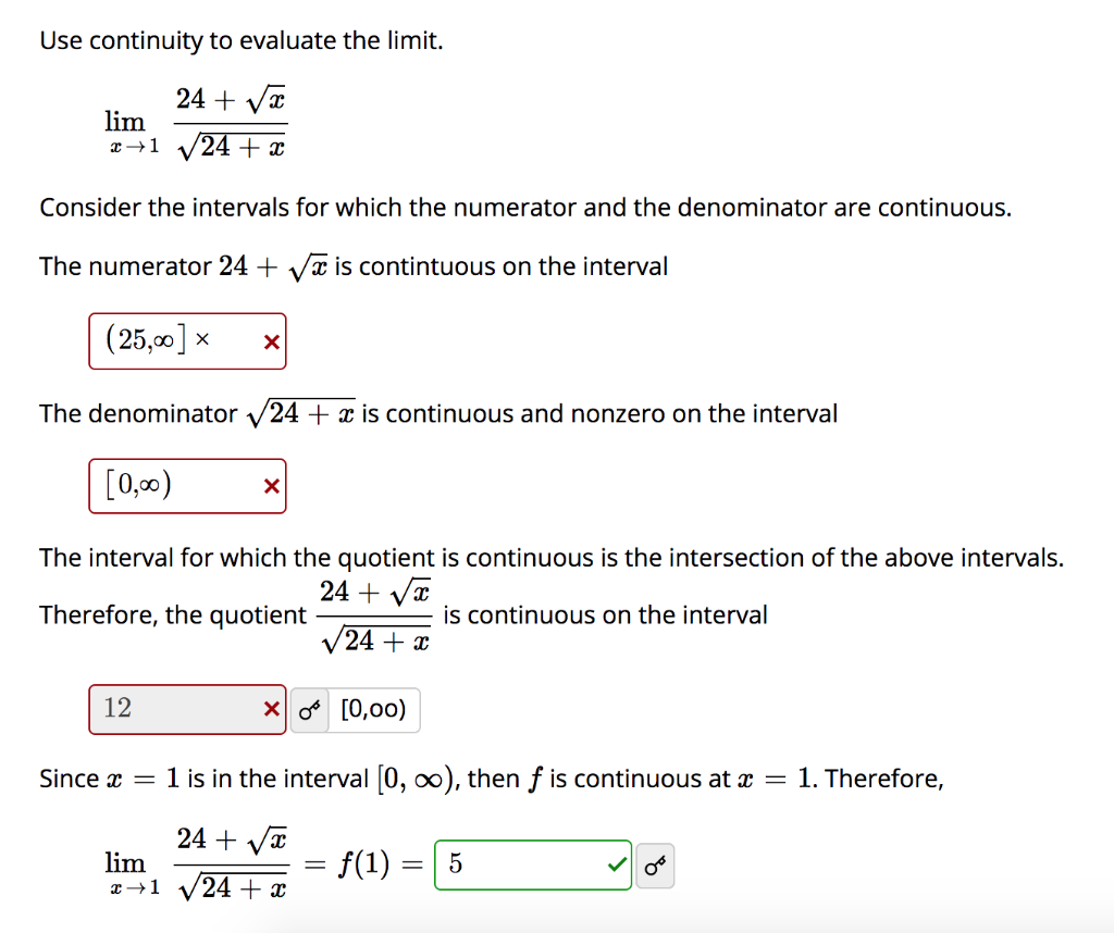 Solved Use continuity to evaluate the limit. 24 + va lim 2+1 | Chegg.com