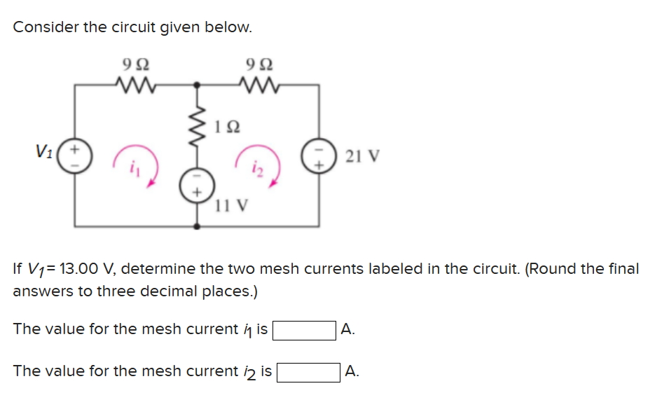 Solved Consider the circuit given below. If V1=13.00 V, | Chegg.com