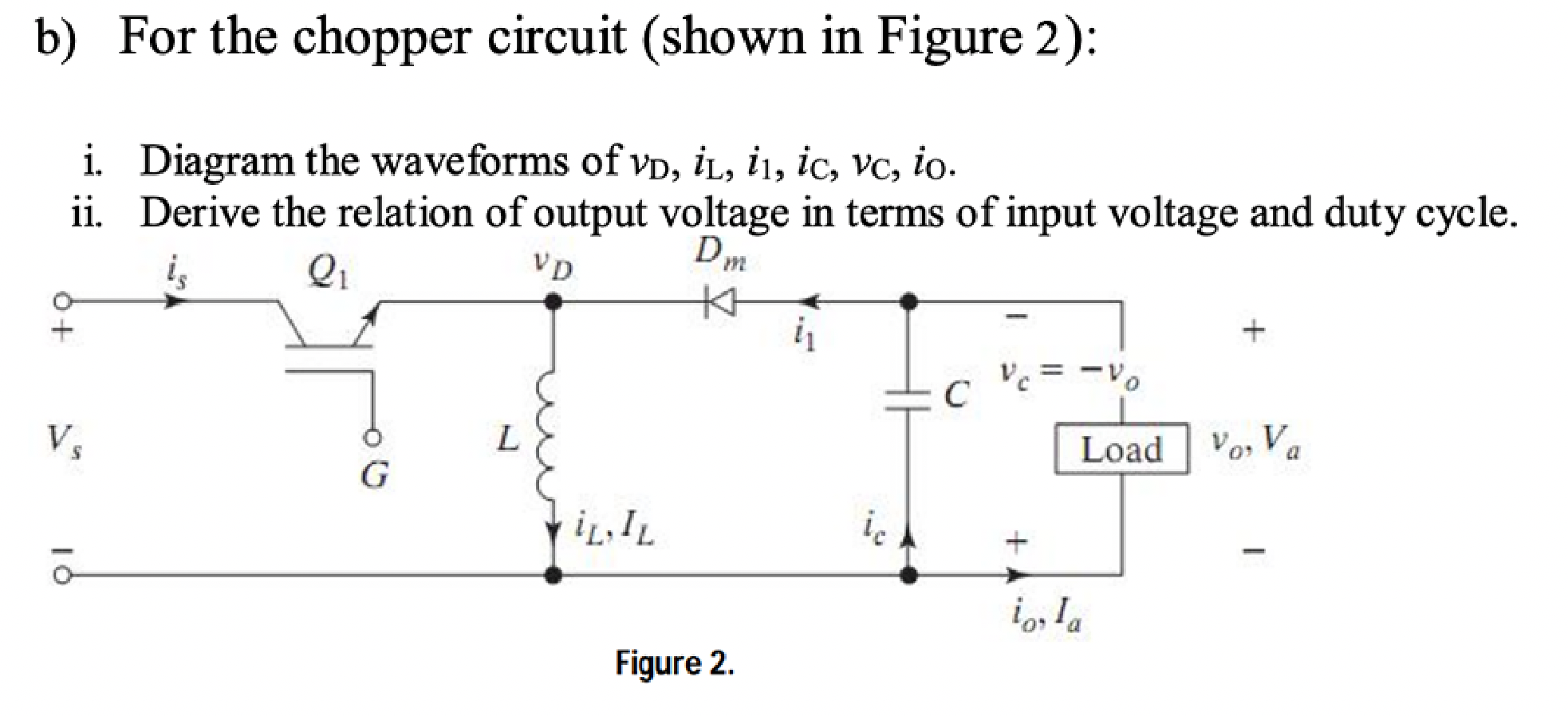 Solved b) For the chopper circuit (shown in Figure 2): i. | Chegg.com