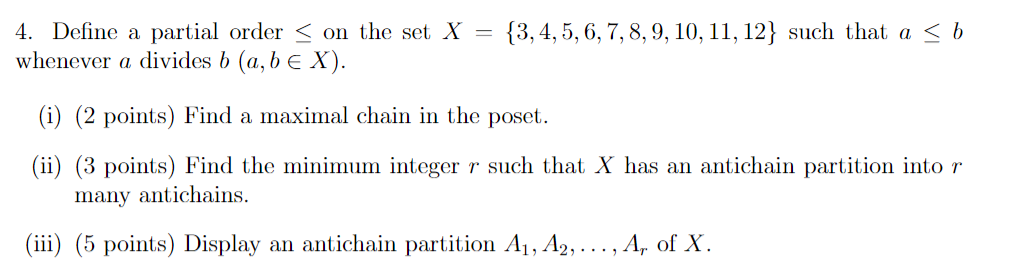 Solved 4. Define a partial order