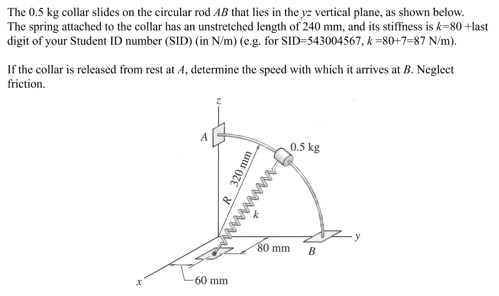 Solved The 0.5 kg collar slides on the circular rod AB that | Chegg.com
