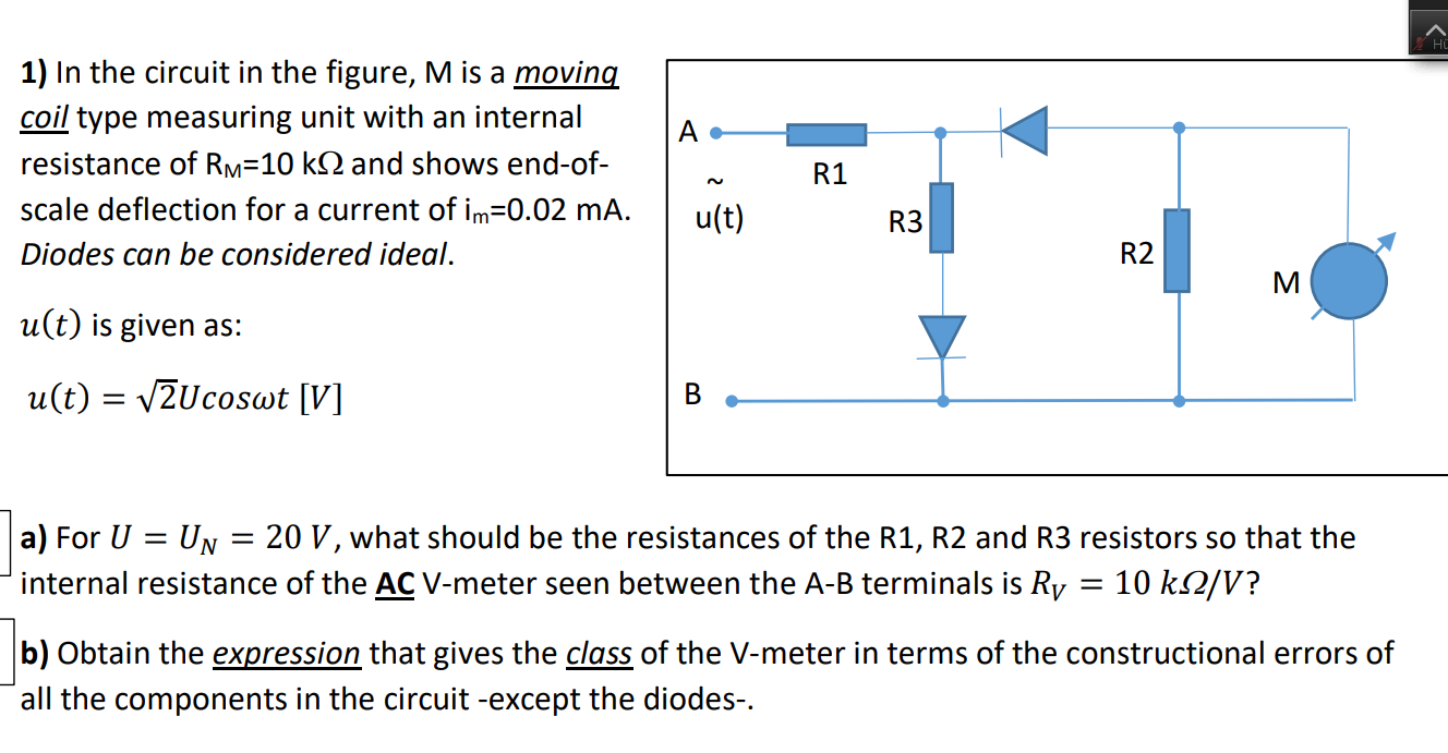 1) In the circuit in the figure, M is a moving coil | Chegg.com