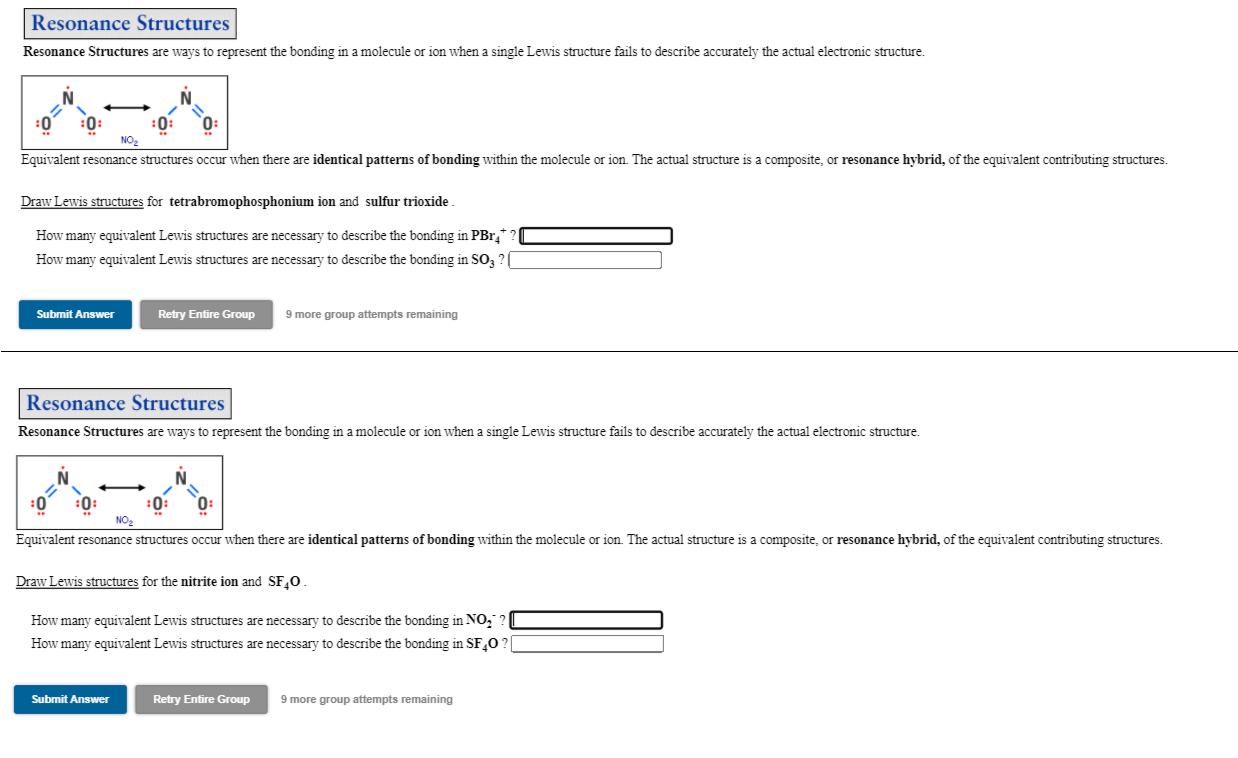Solved Resonance Structures Resonance Structures Are Ways To