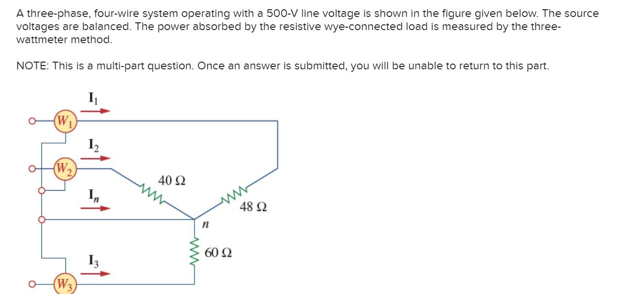 Solved A three-phase, four-wire system operating with a | Chegg.com