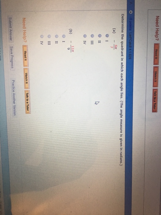 Solved Determine the quadrant in which each angle lies. (The | Chegg.com
