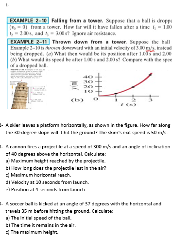 Solved 1- EXAMPLE 2-10 Falling from a tower. Suppose that a | Chegg.com