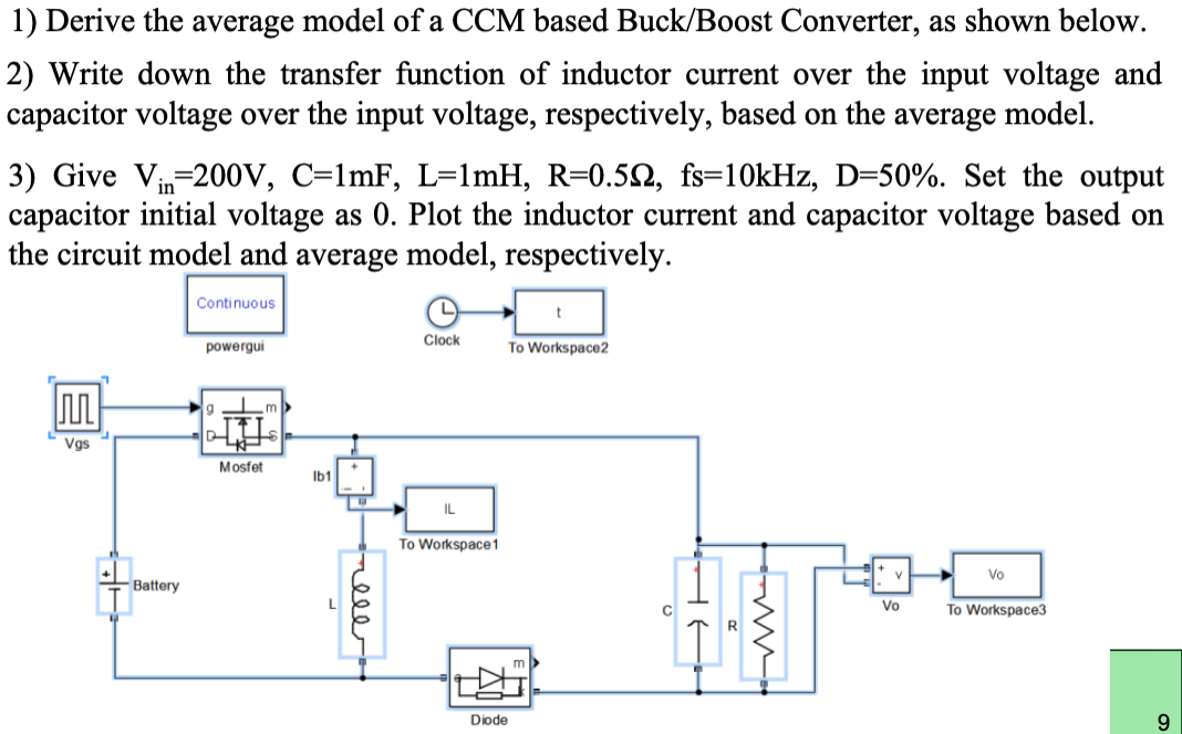 Solved 1) Derive the average model of a CCM based Buck/Boost | Chegg.com