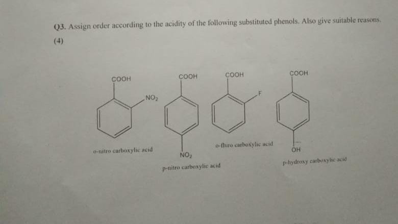 Solved Q3, assign order according to the acidity of the | Chegg.com