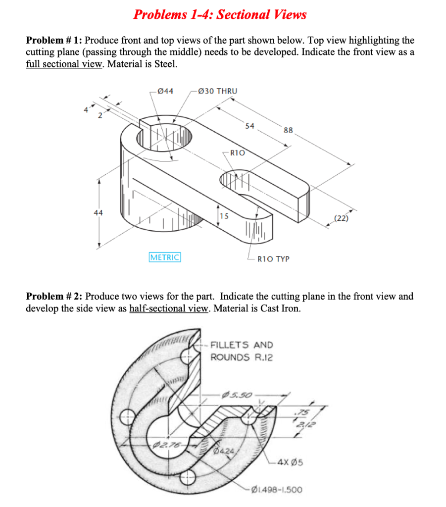 Solved Problems 1-4: Sectional Views Problem #1: Produce | Chegg.com