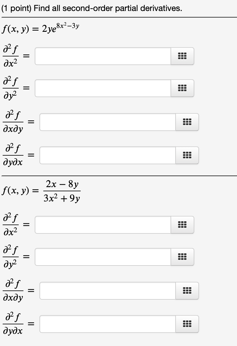 Solved 1 point find All Second Order Partial