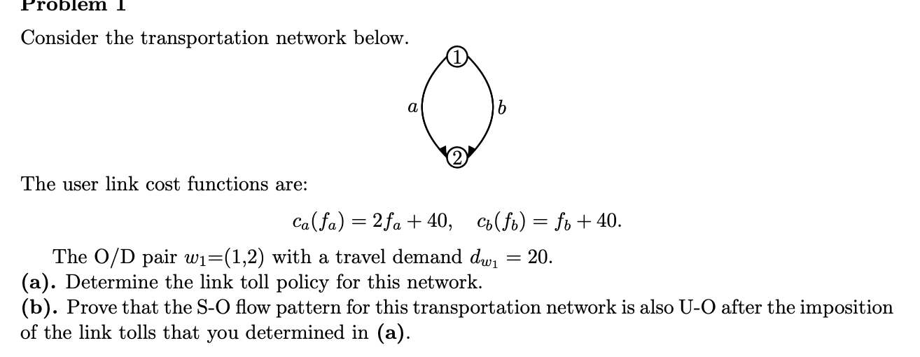 Solved Problem 1Consider the transportation network belorThe | Chegg.com