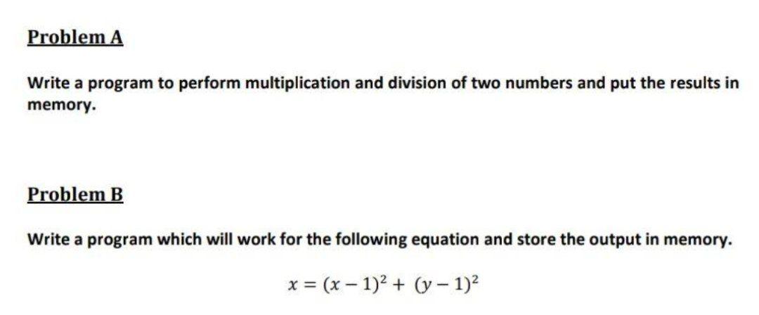 Solved Problem A Write a program to perform multiplication | Chegg.com
