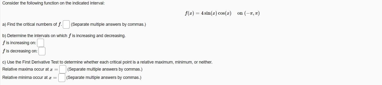 Solved Consider the following function on the indicated | Chegg.com