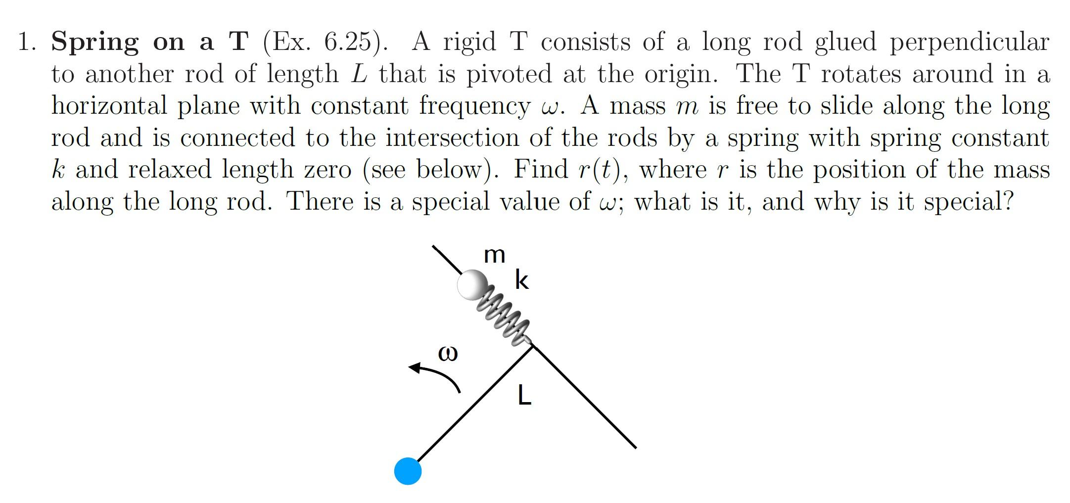Solved 1. Spring on a T (Ex. 6.25). A rigid T consists of a | Chegg.com