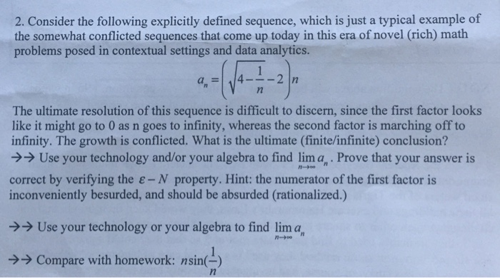 Solved Consider the following explicitly defined sequence, | Chegg.com