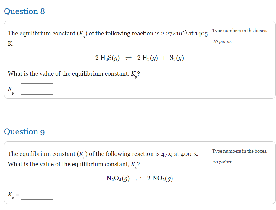 Solved \begin{tabular}{l|l} The equilibrium constant (Kc) of | Chegg.com