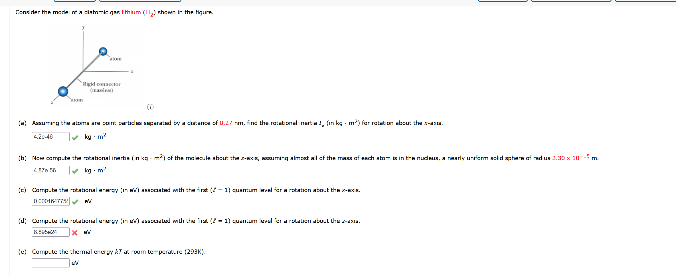 Solved Consider the model of a diatomic gas lithium (Li2) | Chegg.com