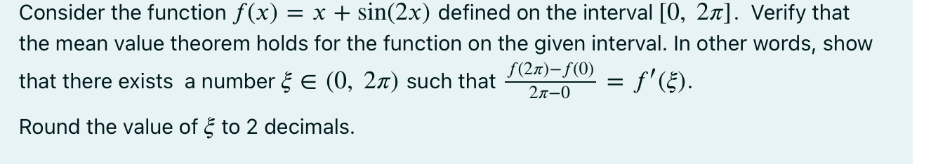 Solved Consider the function f(x)=x+sin(2x) defined on the | Chegg.com