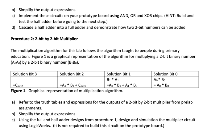Solved I just need the 2-bit by 2-bit multiplier circuit | Chegg.com