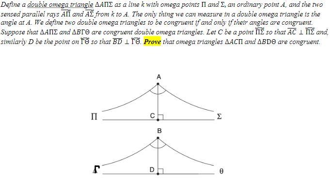 Solved Define a double omega triangle AANE as a line k with | Chegg.com