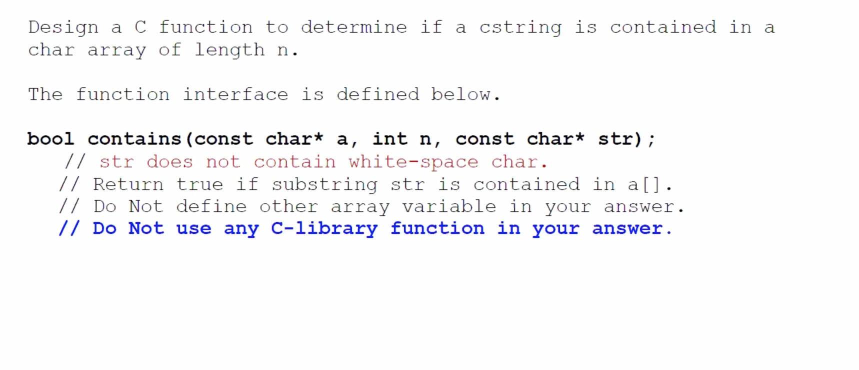 Solved Design A C Function To Determine If A Cstring Is