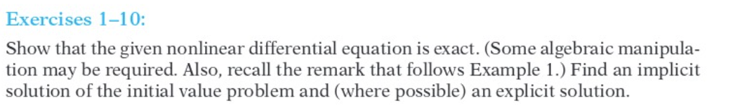 Solved Exercises 1-10: Show that the given nonlinear | Chegg.com