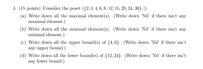 Solved 4. (15 points) Consider the poset | Chegg.com
