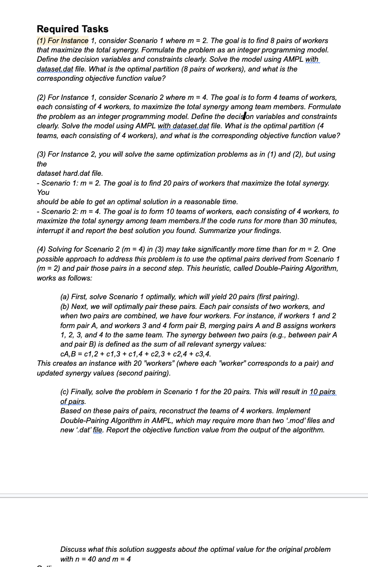 Solved Required Tasks(1) ﻿For Instance 1, ﻿consider Scenario | Chegg.com